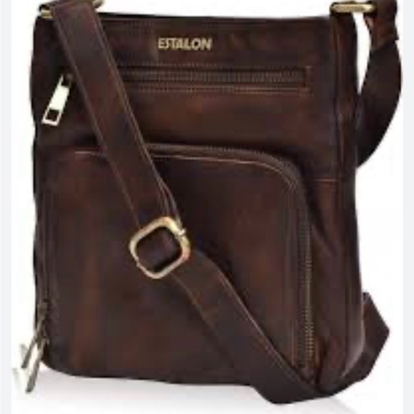 Estalon | Bags | Estalon Crossbody Brown Leather Adjustable Shoulder ...